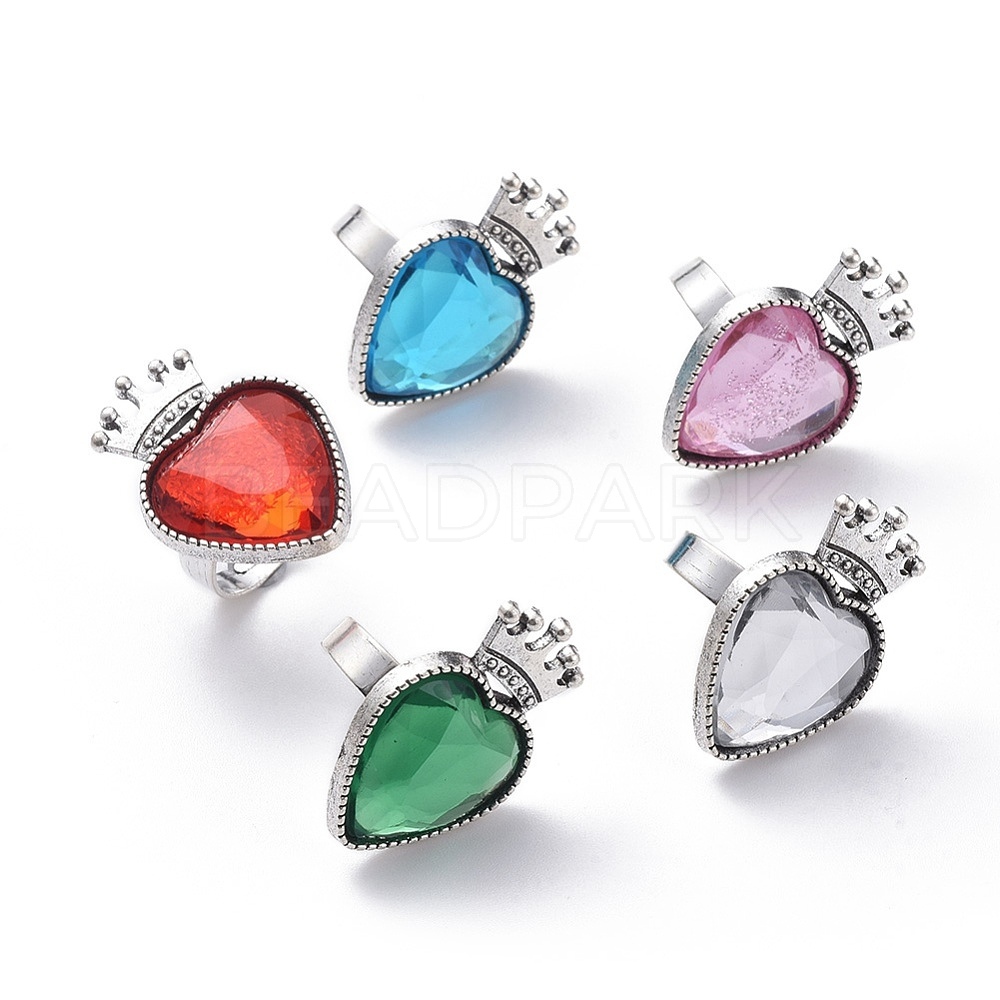 Adjustable Imitation Taiwan Acrylic Rhinestone Finger Rings - Beadpark.com