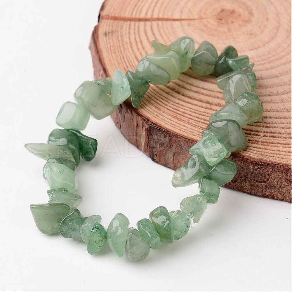 Natural Green Aventurine Chip Beaded Stretch Bracelets - Beadpark.com